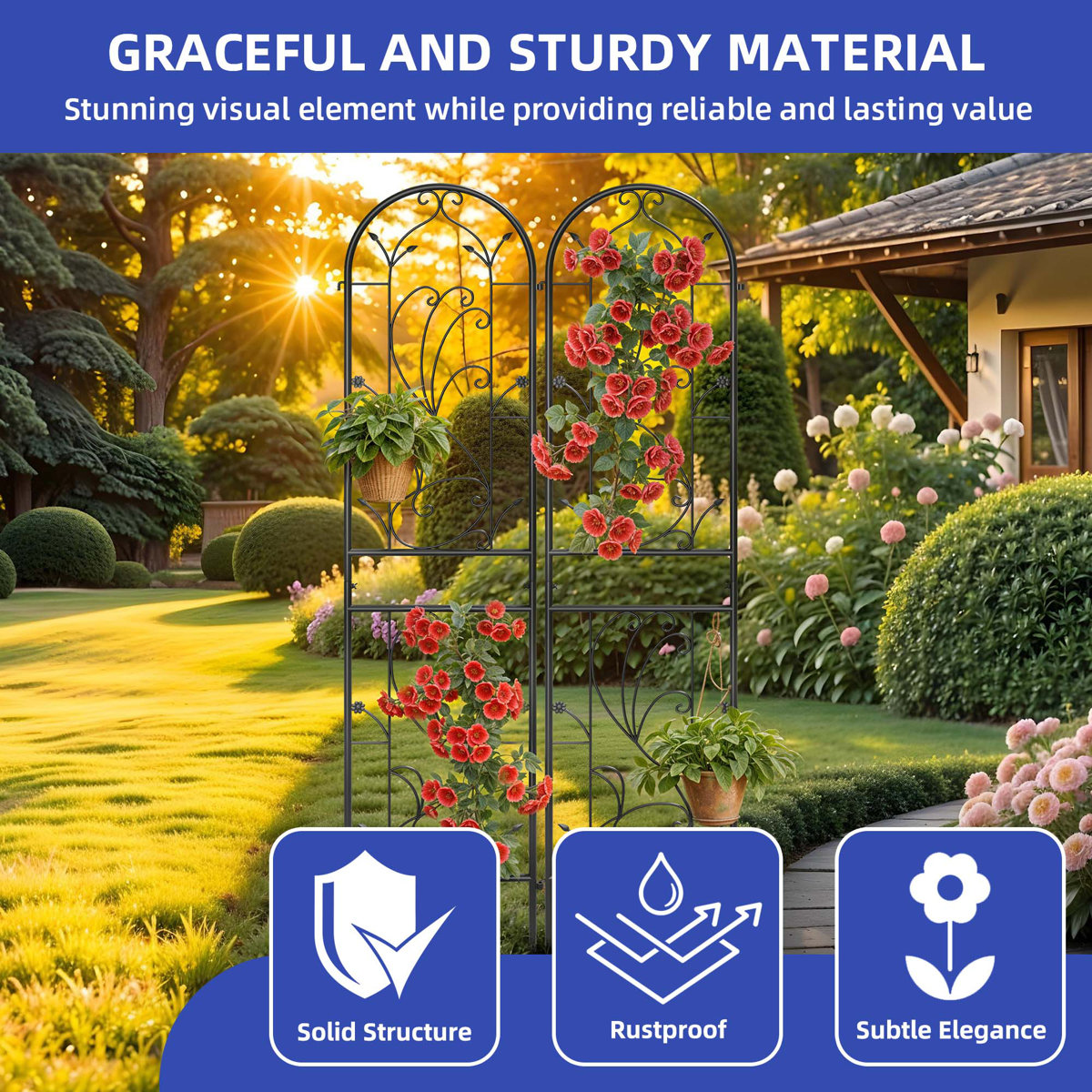 Lark Manor™ Rustproof 2-Pack Garden Trellises, Metal Climbing Frame For ...