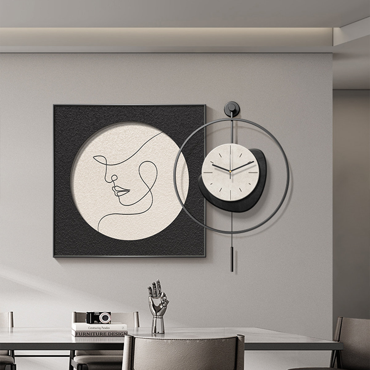 FOLVOJ Modern simple advanced sense table wall clock hanging painting ...