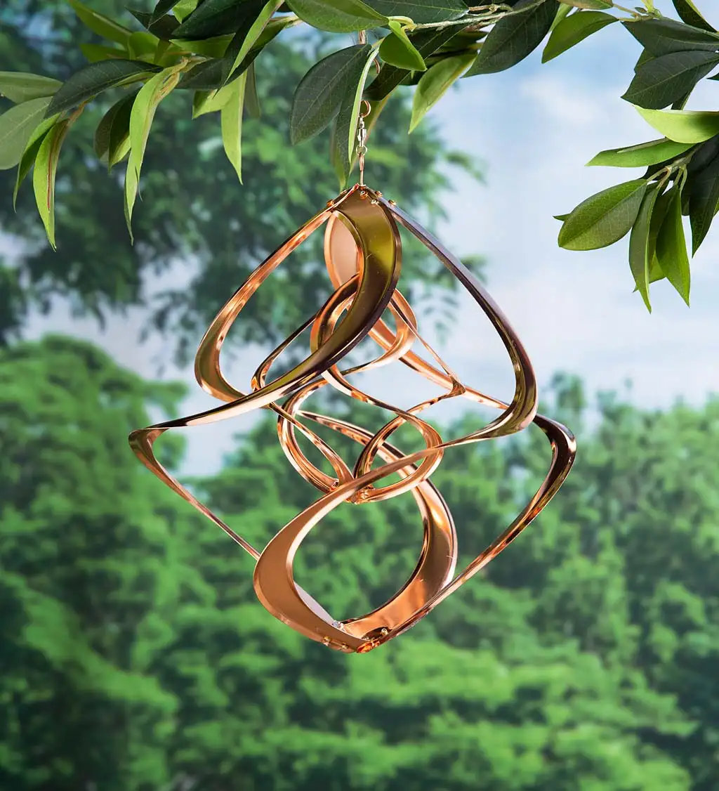 Wind & Weather Copper-Plated Dual Spiral Hanging Metal Wind Spinner ...