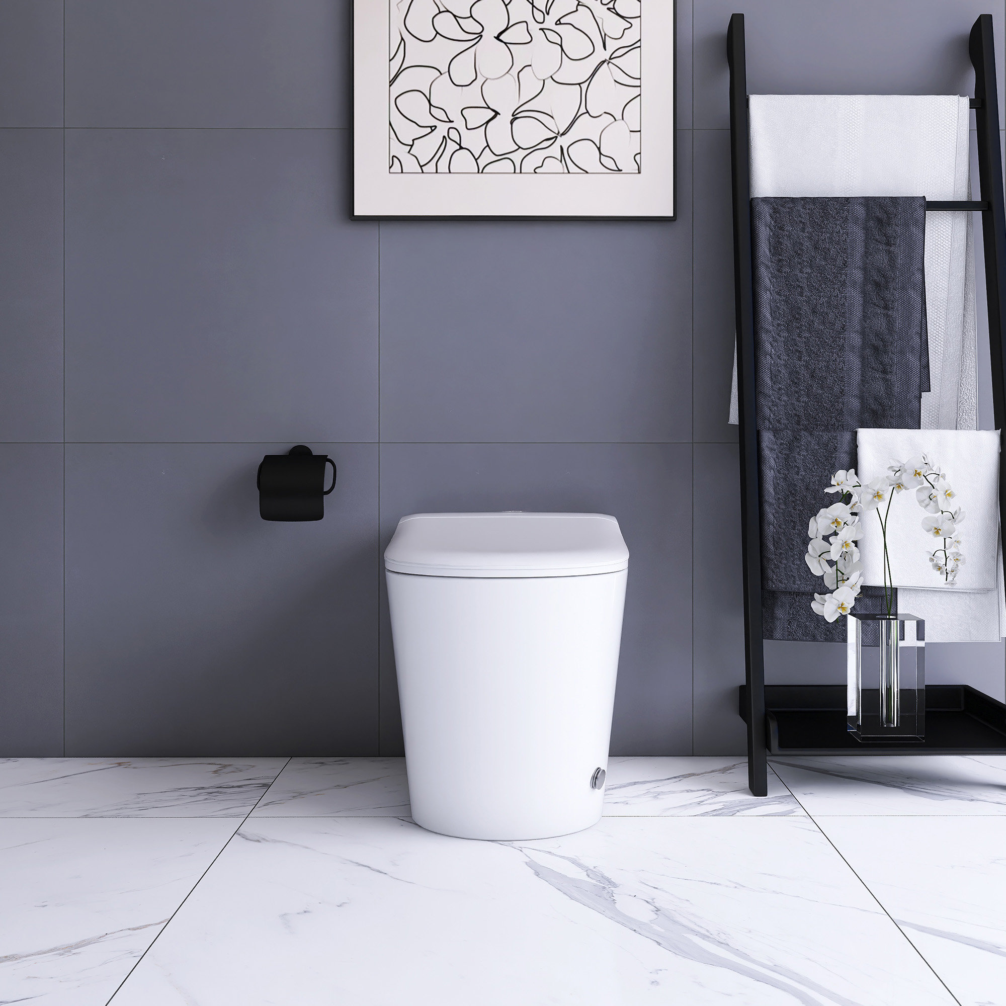 Bossicavelly White Smart Toilet With LED Screen Display | Wayfair