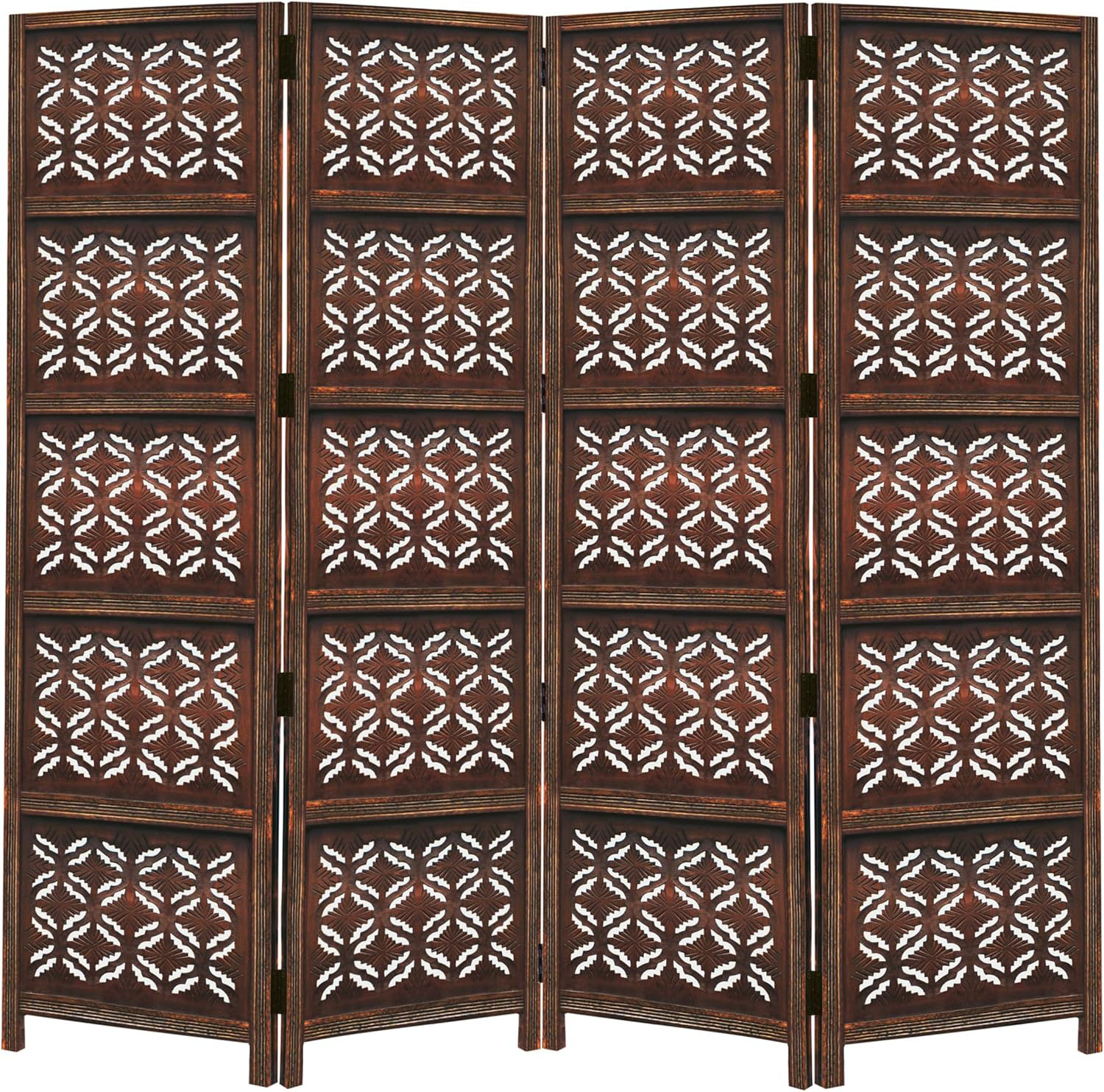 Red Barrel Studio® 4 Panel Folding 72 X 80 - Hand Carved Decorative ...