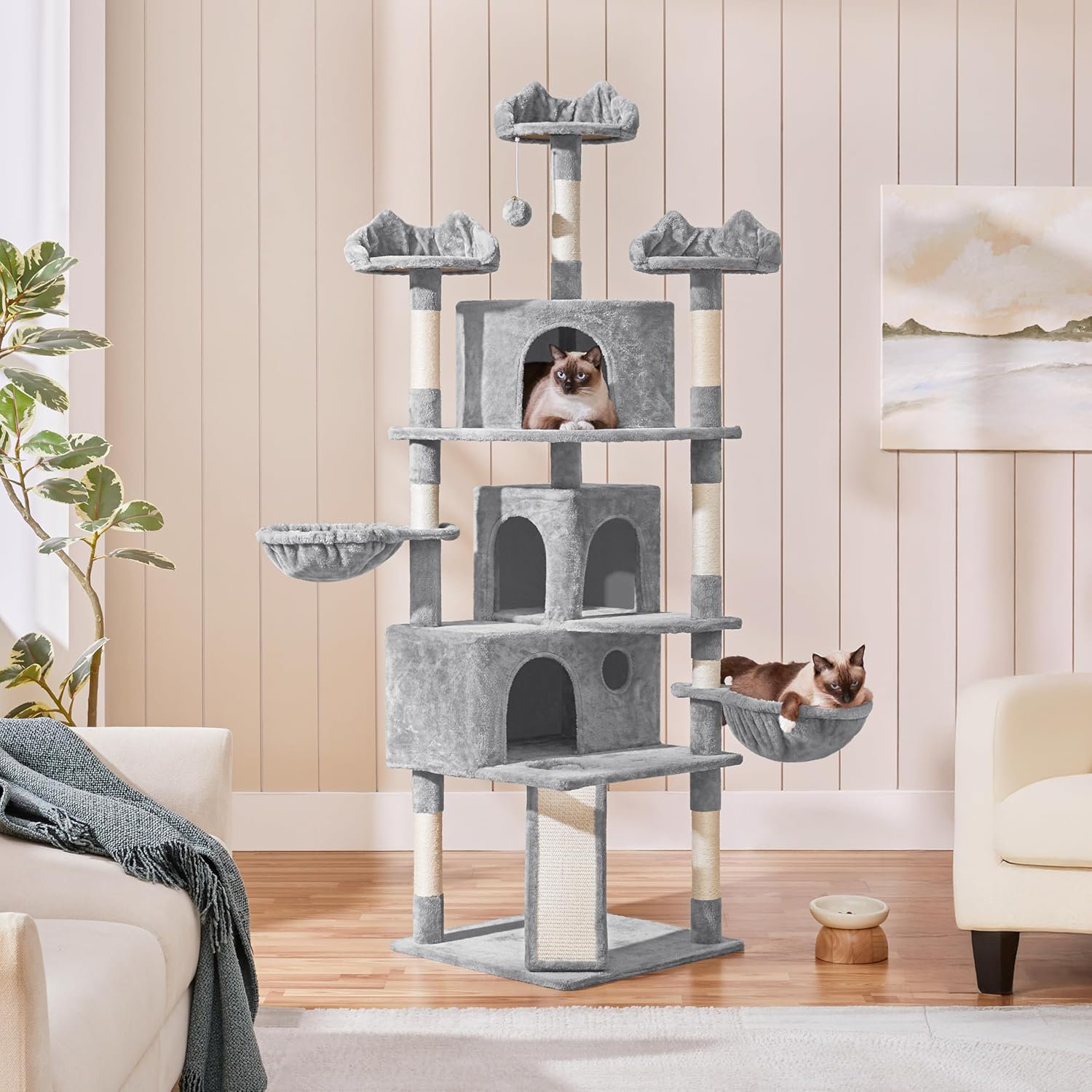 Tucker Murphy Pet™ Large Cat Tree Tower for Large Cats, 76.5in Multi ...