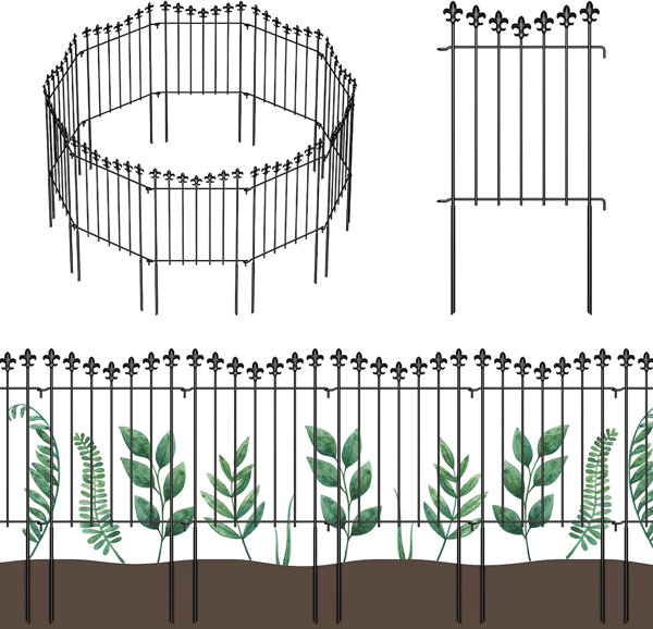 BTY 24'' H x 12.6'' W Black Metal Fence Panels Included & Reviews | Wayfair