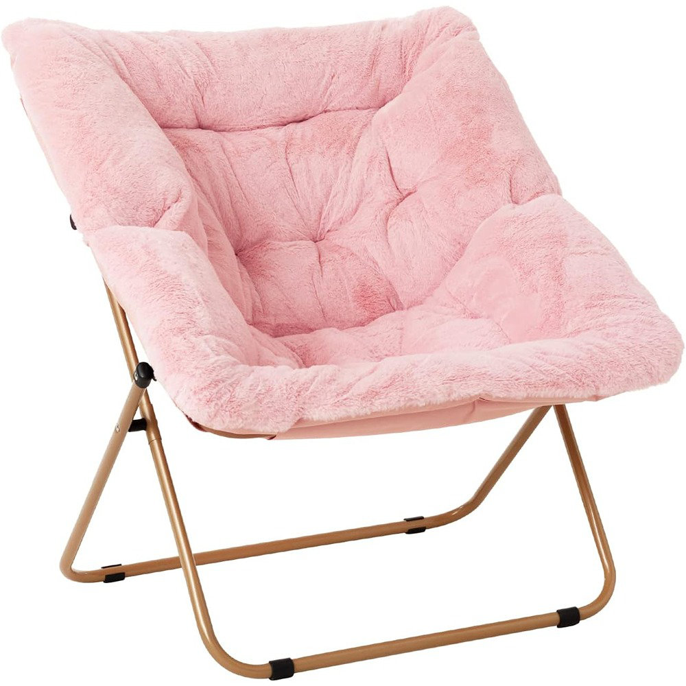 Ebern Designs Comfy Saucer Chair, Soft Faux Fur Oversized Folding ...