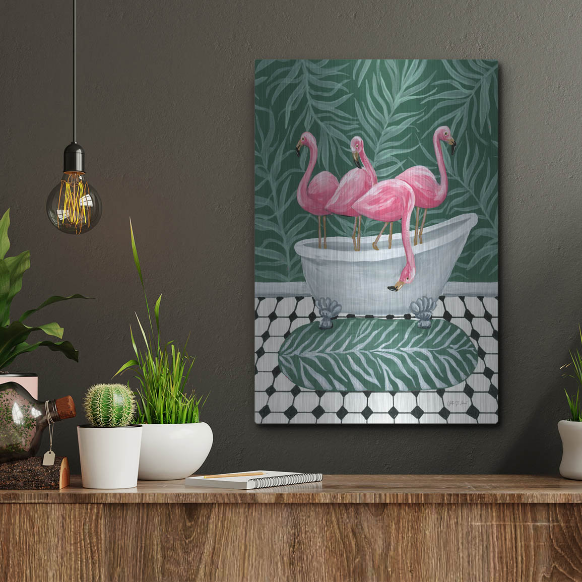 Bay Isle Home™ Flamingos In Tub' by Yvette St. Amant Metal Wall Art, 12 ...