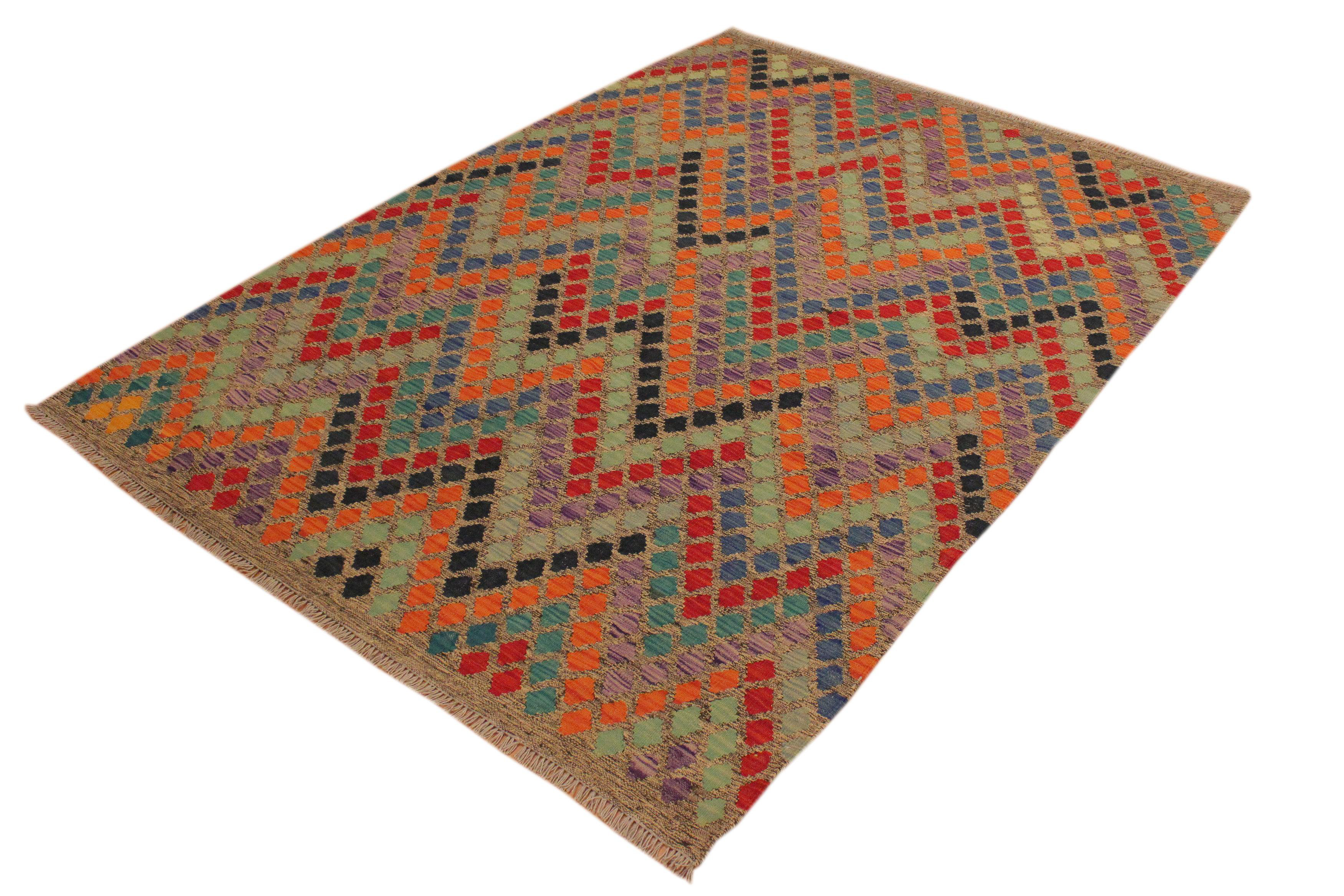Isabelline One-of-a-Kind Sinclair Handmade Kilim Wool Red/Cyan Area Rug ...