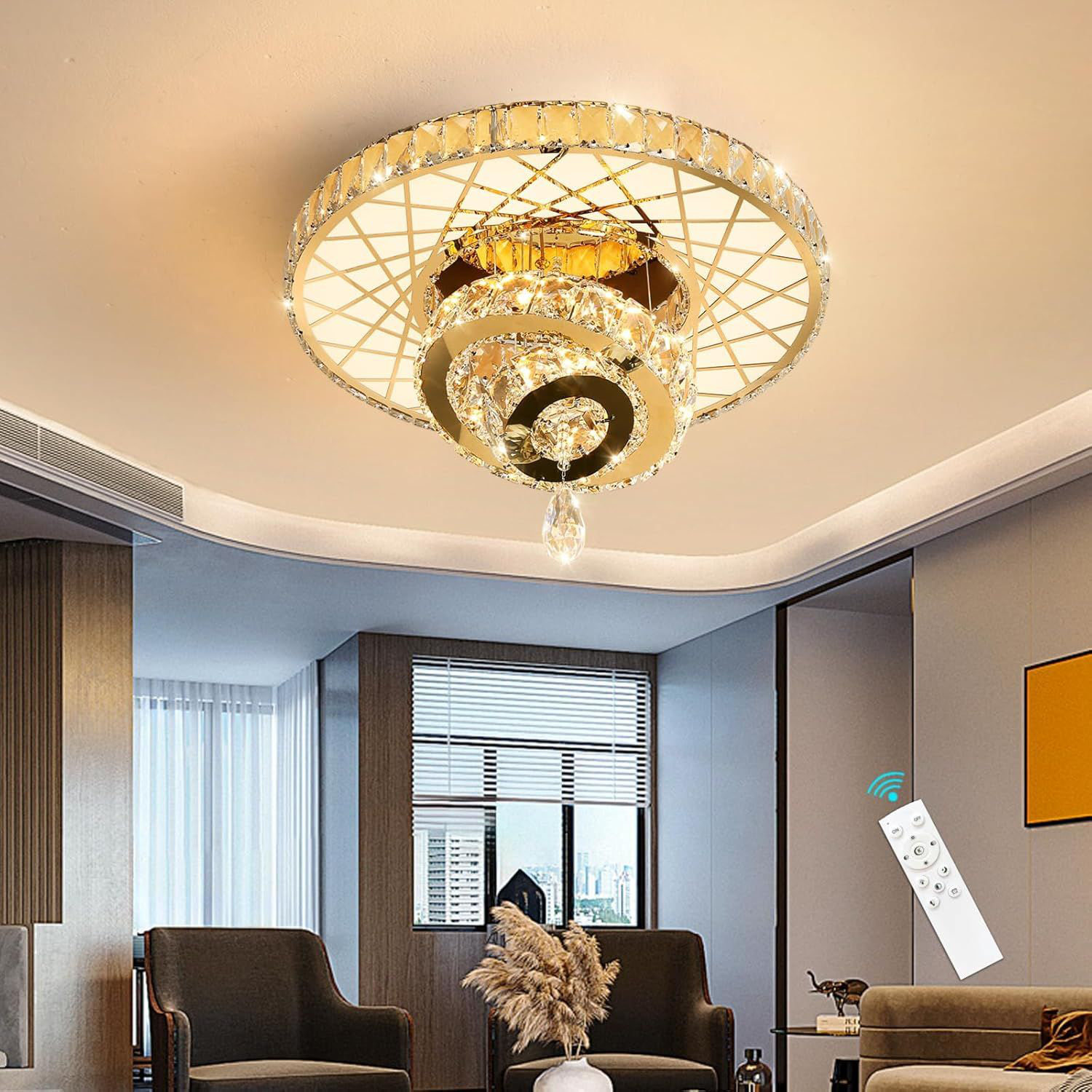 Rosdorf Park 20 Inches Crystal Ceiling Light Modern Glam Chandelier ...