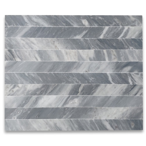Marble Online Bardiglio 1" x 12" Marble Grid Mosaic Wall & Floor Tile ...