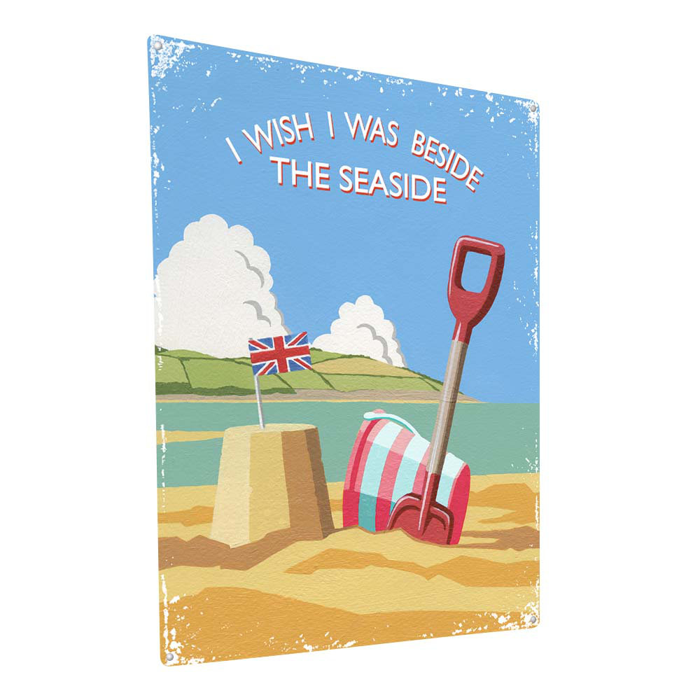 Trinx I Wish I Was Beside The Seaside Metal Sign On Metal | Wayfair