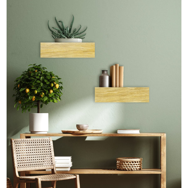 Rayne Mirrors Emerald Lee 2 Piece Oak Floating Shelf | Wayfair