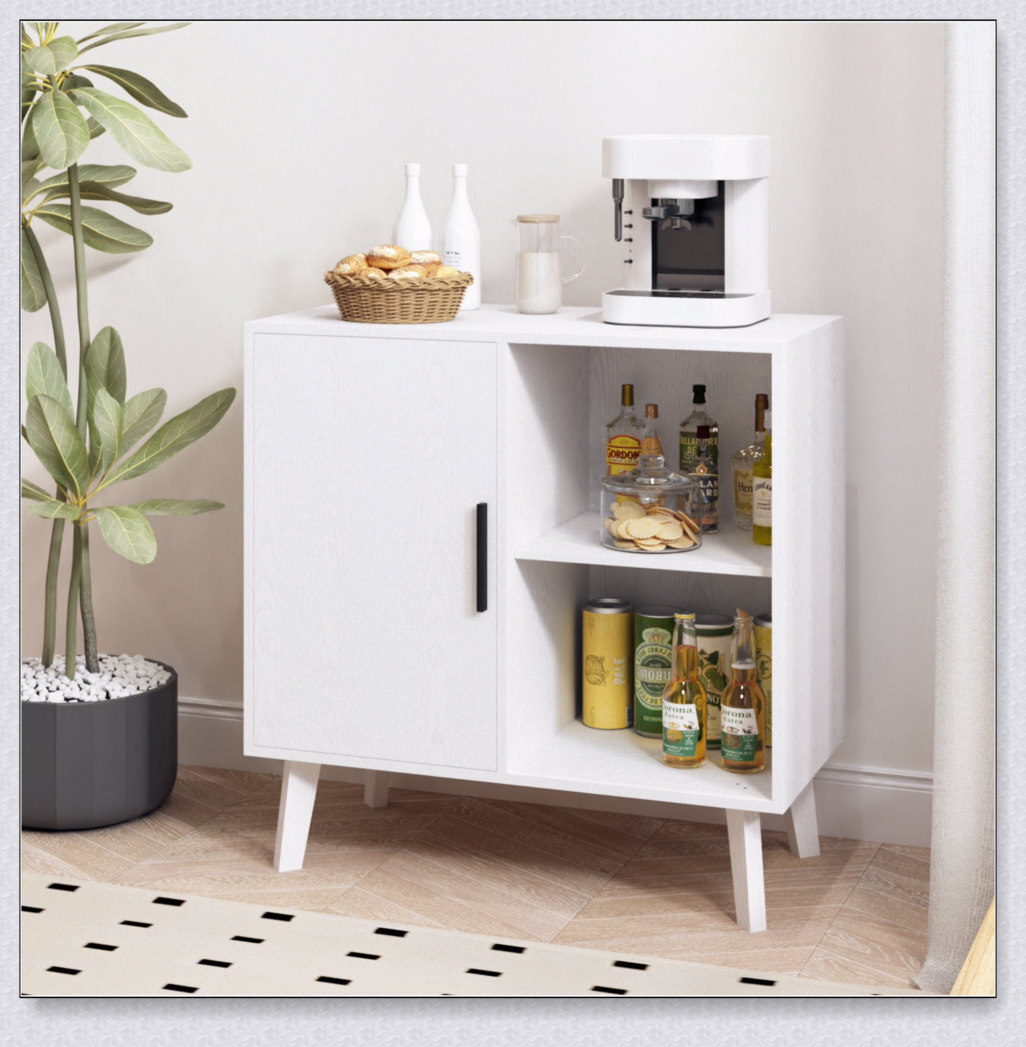 Winston Porter Stylish Sideboard Buffet With Solid Wood Feet And ...