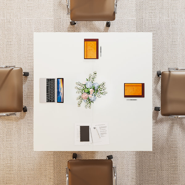 Ebern Designs Square Conference Table Small White Meeting Table For ...