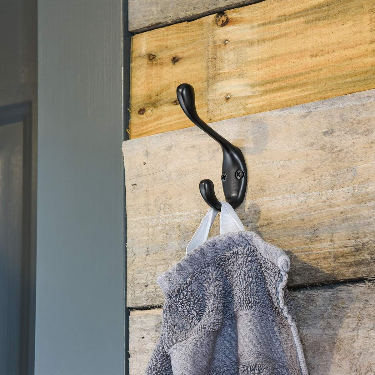 Ebern Designs Modern Black Metal Robe Wall Hook | Wayfair