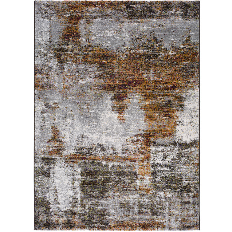 Williston Forge Aashdon Abstract Mustard/Grey Area Rug | Wayfair.co.uk