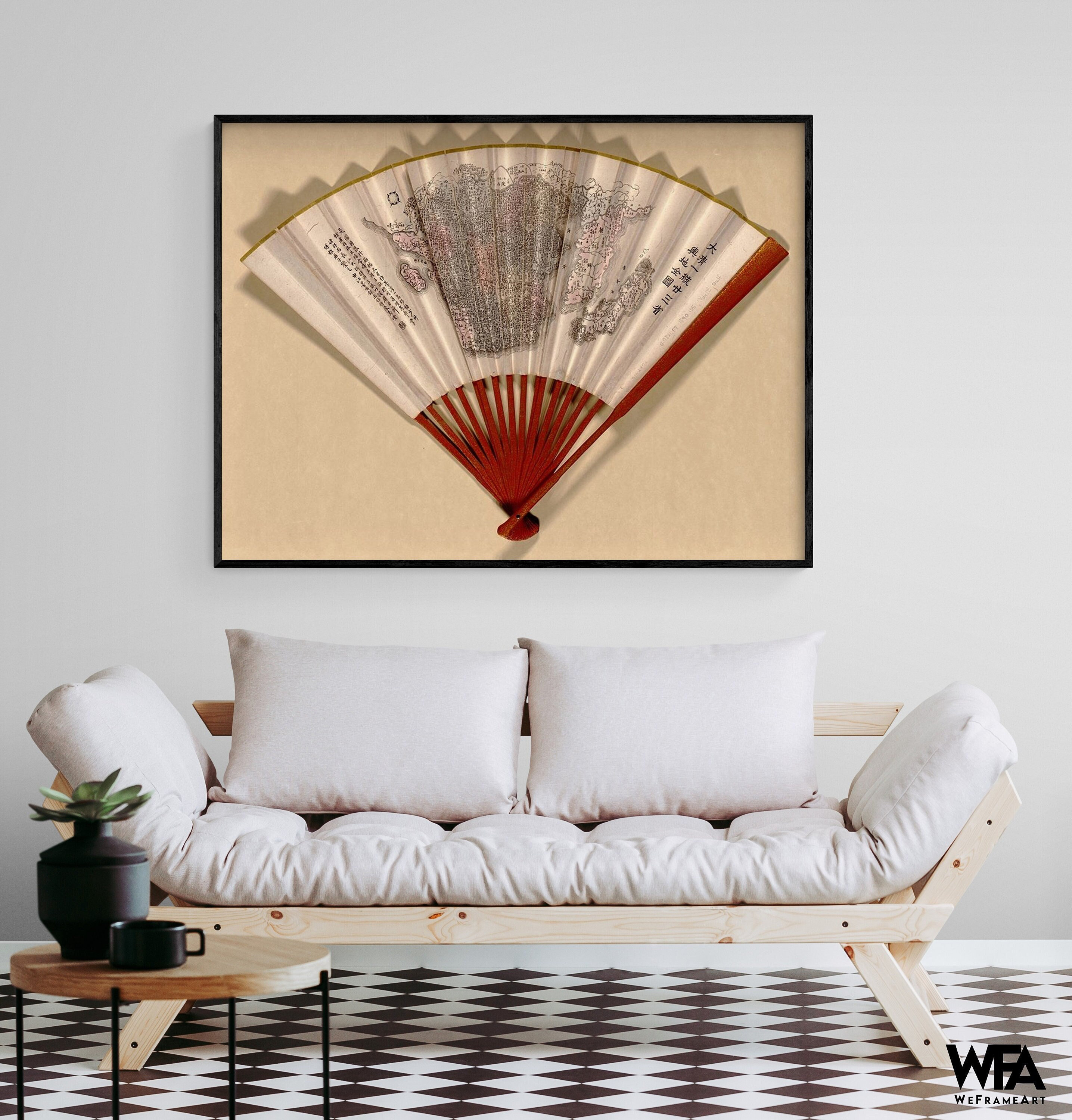 WeFrameArt Fan Map Of Japan-China And Korea, Large Asian Fan Poster ...
