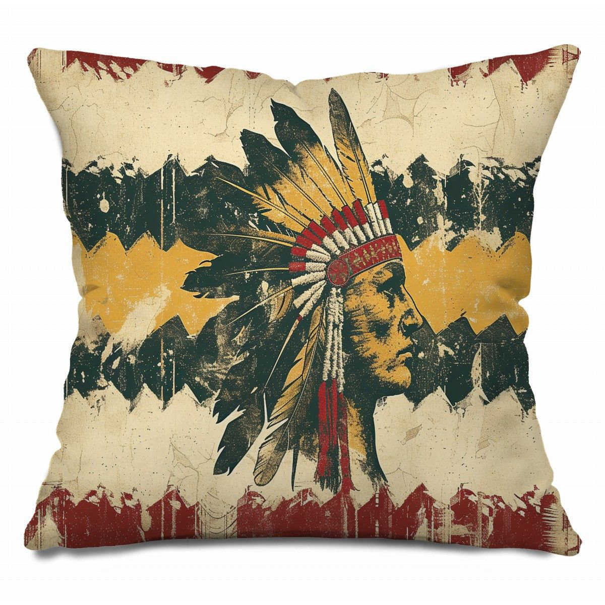 VisionDecor Native American Throw Pillow, Cultural Cotton Twill Pillows ...