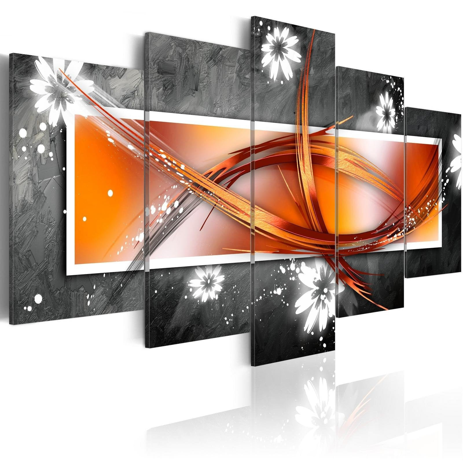 Brayden Studio® Flowers And Abstract On Canvas 5 Pieces Print | Wayfair