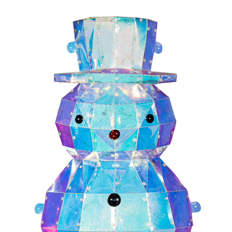 Ivy Bronx LED Iridescent Snowman PVC Garden Statue | Wayfair