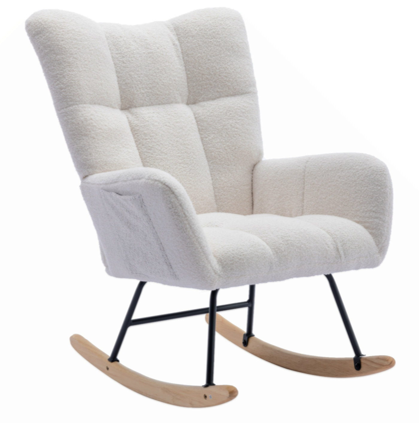 George Oliver Rocking Chair With Pocket, Soft Teddy Fabric Rocking ...