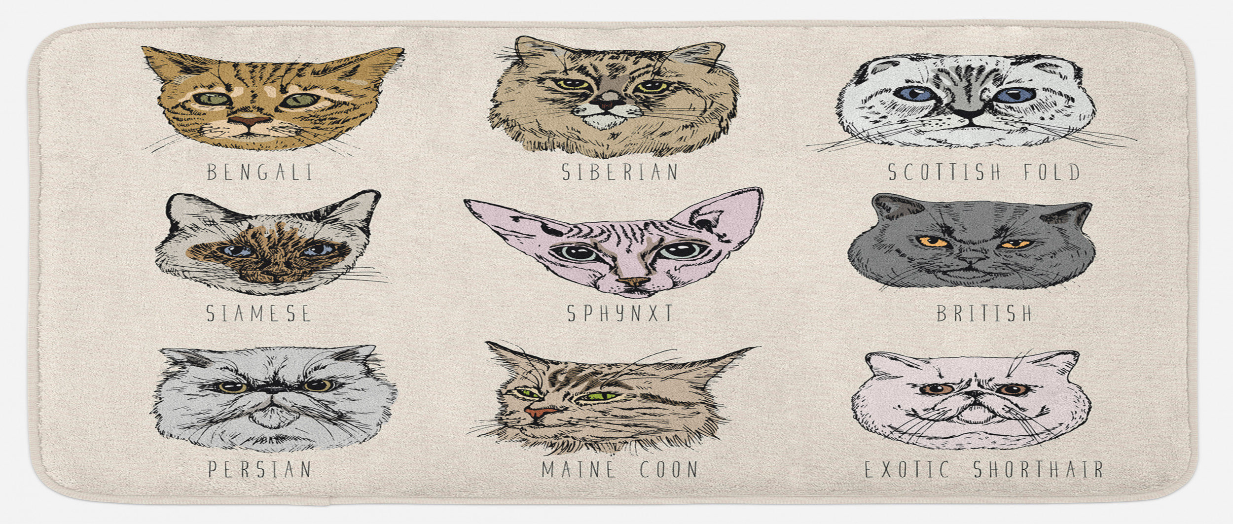 East Urban Home Different Breeds Cat Portraits In Doodle Style And ...