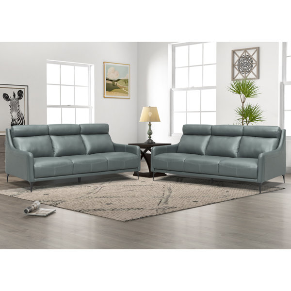 Bonzy Home 83.9" Wide Classic Soft Top Leather Upholstered Sofa With ...