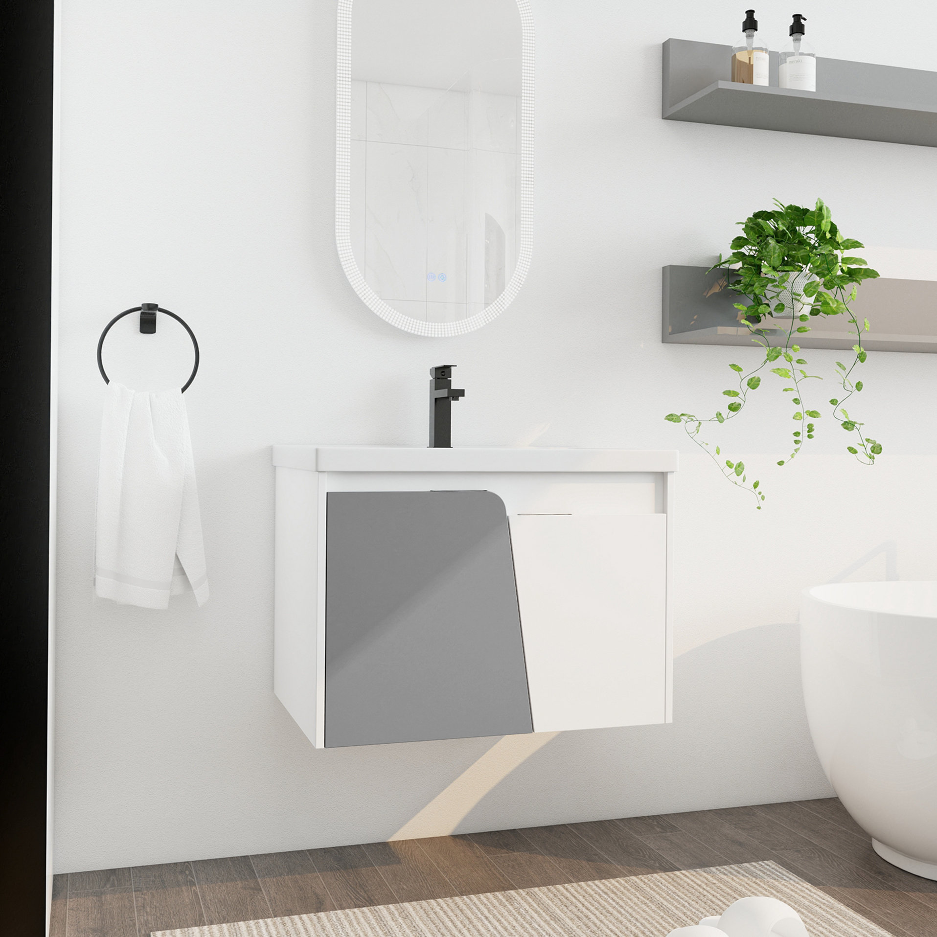 Ebern Designs Wall-Mounted Bathroom Vanity With Sink, For Small ...