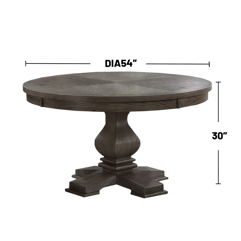 Rosalind Wheeler Round Wooden Dining Table With Pedestal Base In Oak ...