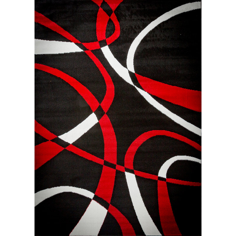 Ebern Designs Fordbridge Abstract Red/Black Area Rug & Reviews | Wayfair
