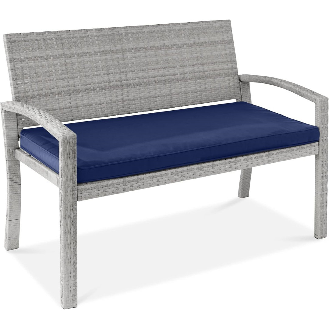 Latitude Run® Outdoor Bench 2-Person Wicker Garden Patio Benches ...