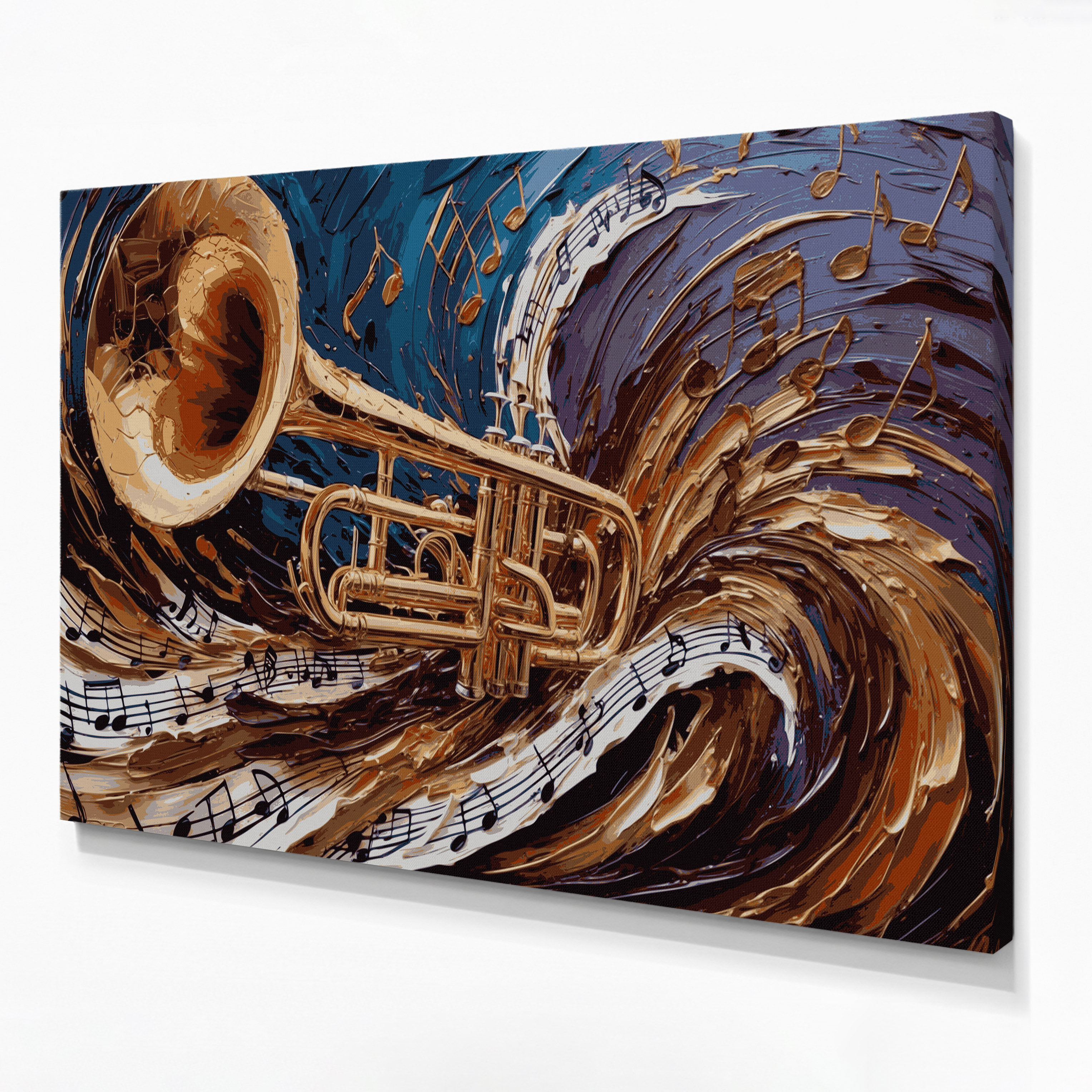 Dakota Fields Music Trombone Black Canvas Wall Art | Wayfair