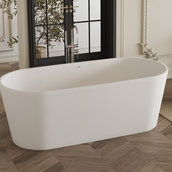 Fslefay 67" x 31.5" Freestanding Soaking Solid Surface Bathtub | Wayfair