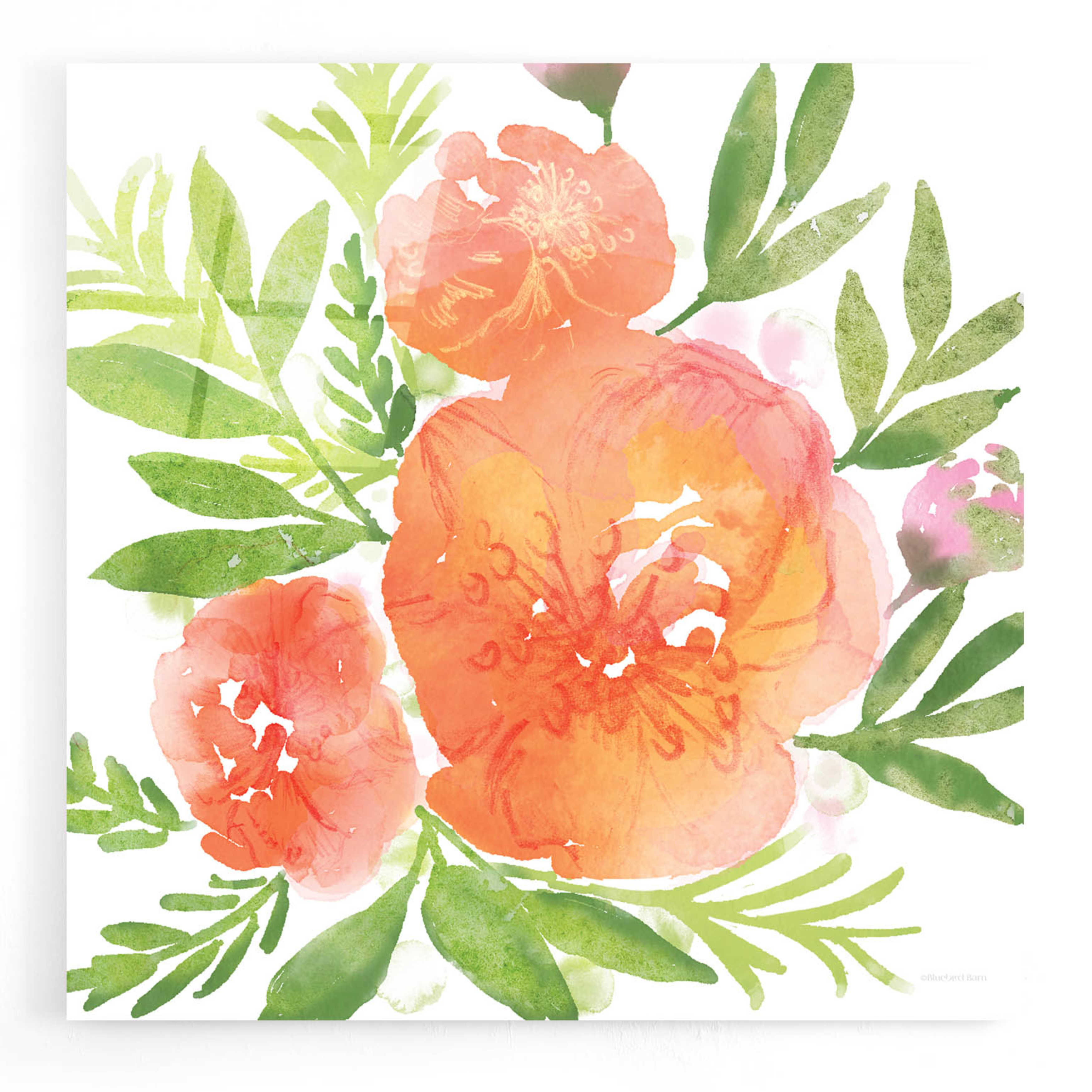 Winston Porter ''Peachy Floral I'' By Bluebird Barn, Acrylic Glass Wall ...