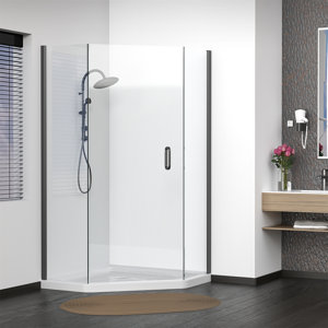 CKB 38" W x 38" D White Neo-Angle Double threshold Shower Base ...