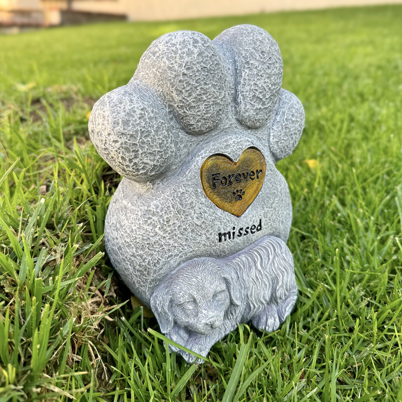 Exhart Solar Dog Paw Print Memorial Garden Stone Marker, 7.5 X 4.5 X 8 ...