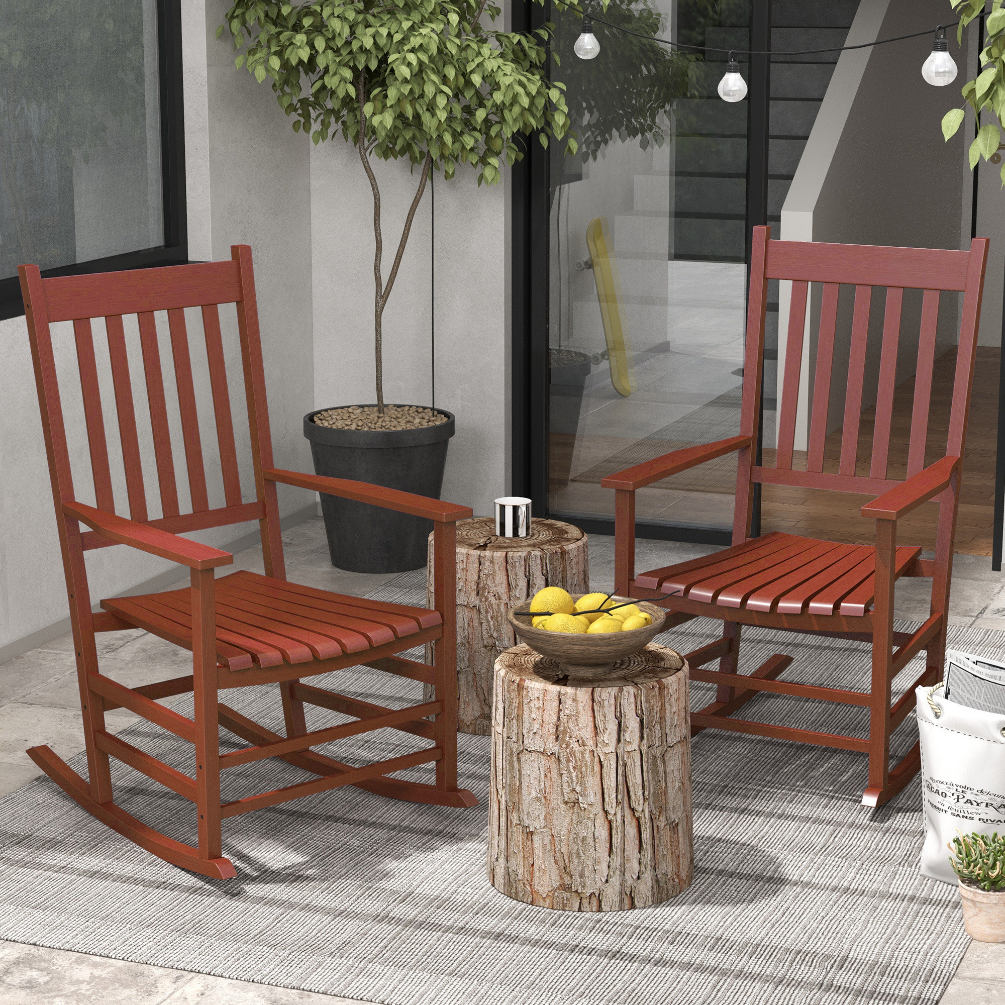 Red Barrel Studio® Outsunny Outdoor Rocking Chair Set Of 2 | Wayfair