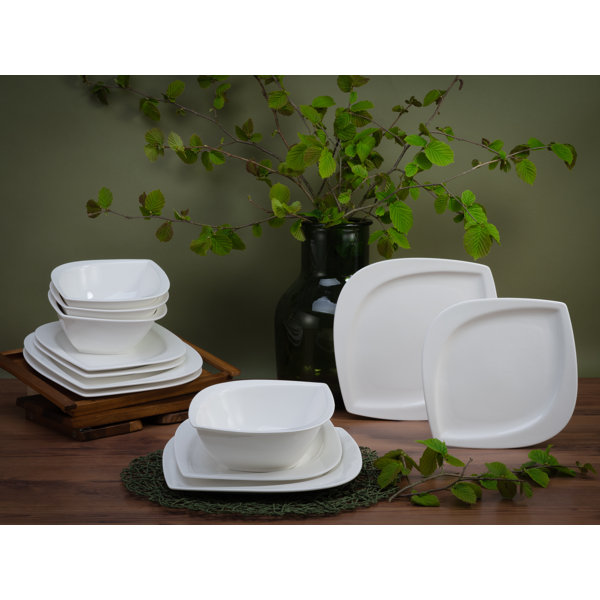 Creatable Melbourne 12 Piece Porcelain China Dinnerware Set - Service ...