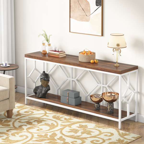 Mercer41 70.86'' Extra Long Entryway Accent Table, 2 Tier Console Sofa ...