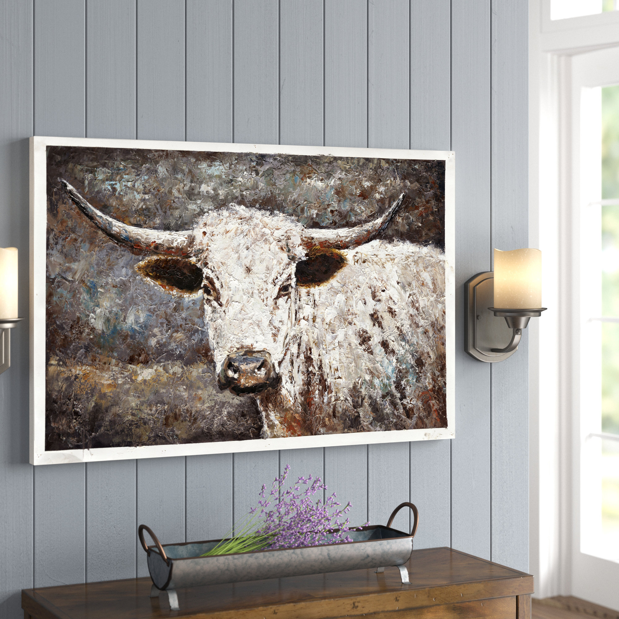 Laurel Foundry Modern Farmhouse Steer On Canvas Painting | Wayfair