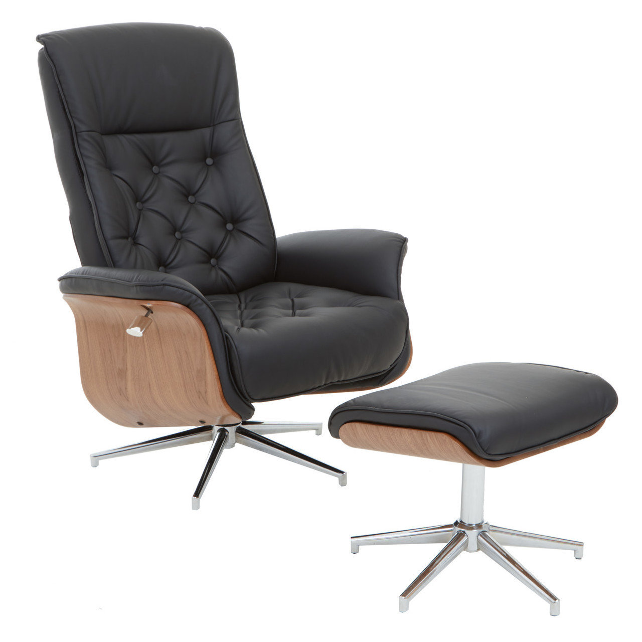 ScanMod Design Zora Faux Leather Manual Swivel Recliner with Ottoman ...