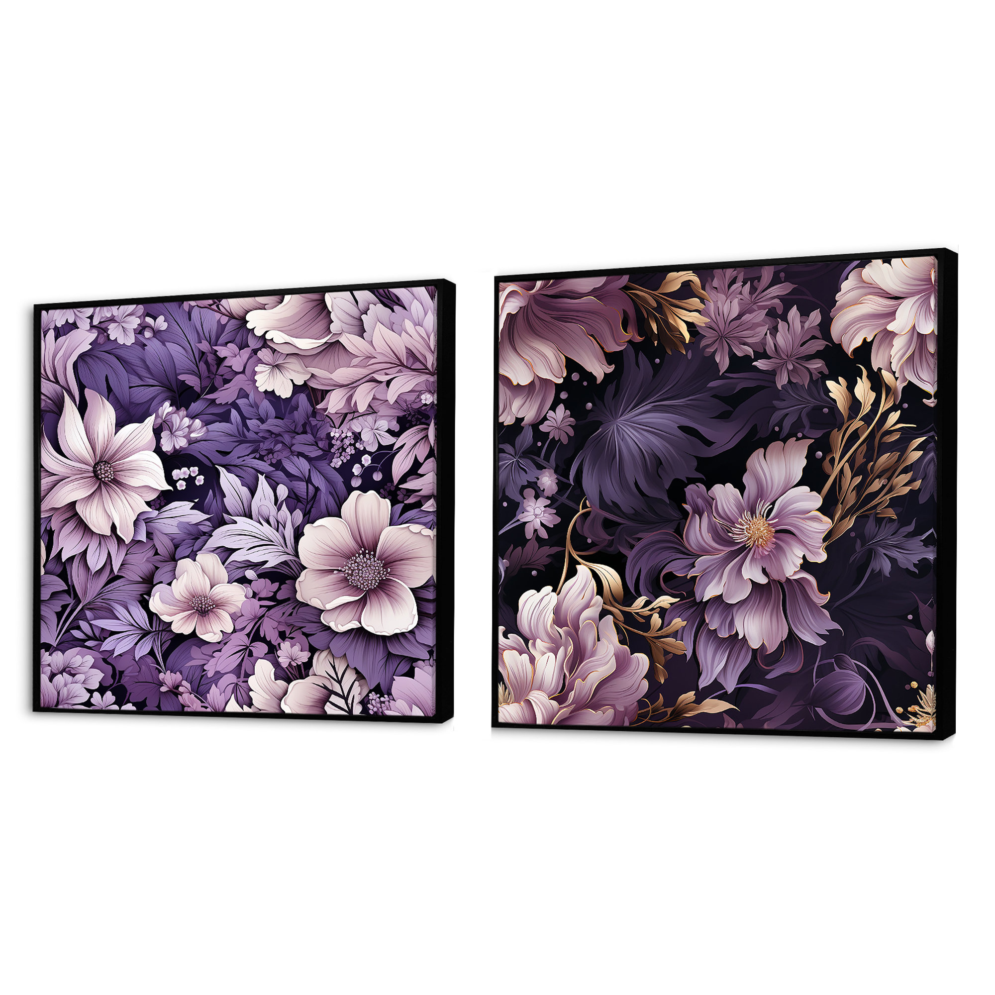 Design Art Eerie Elegance Moody Patterns - Floral Square Collage Set Of ...
