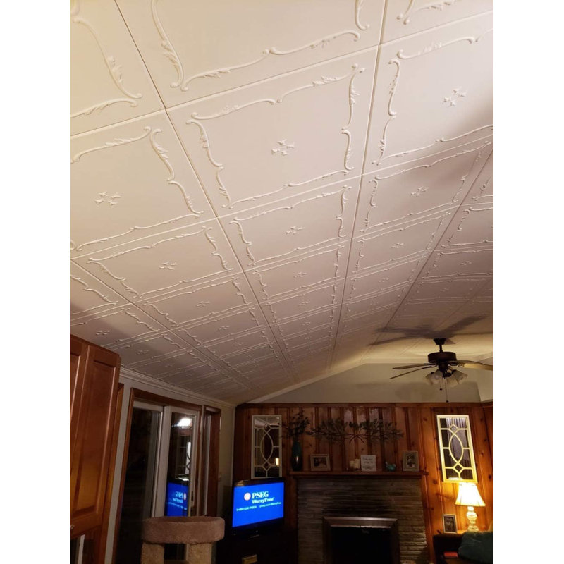 A La Maison Ceilings Spring Buds 1.6 ft. x 1.6 ft. Polystyrene Glue-up ...