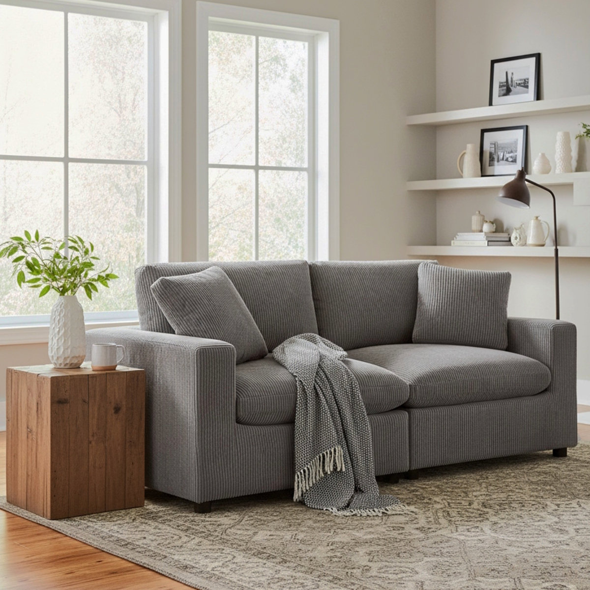 Red Barrel Studio® Chelsea Modular 2-Piece Sofa - Charcoal | Wayfair