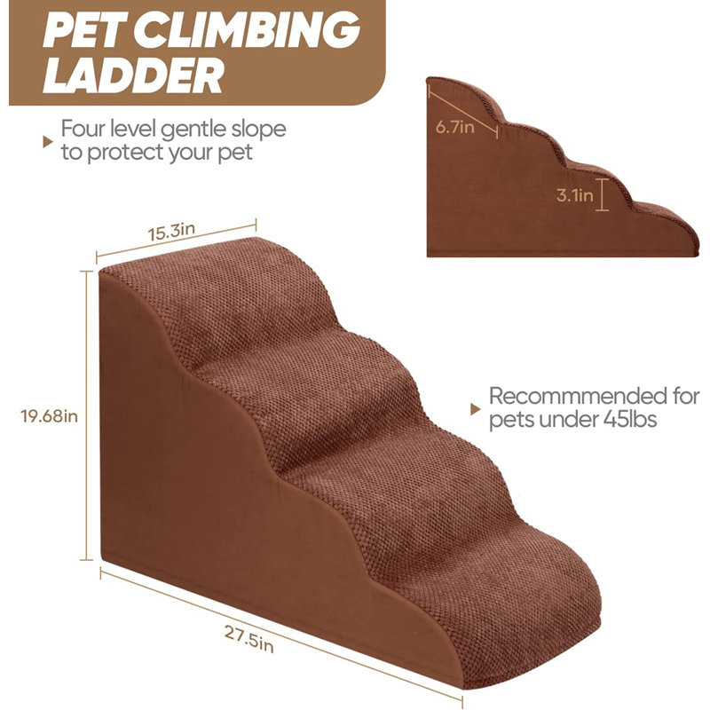 Tucker Murphy Pet™ 4 Steps Dog Ramp/Stairs For Beds And Couches Brown ...