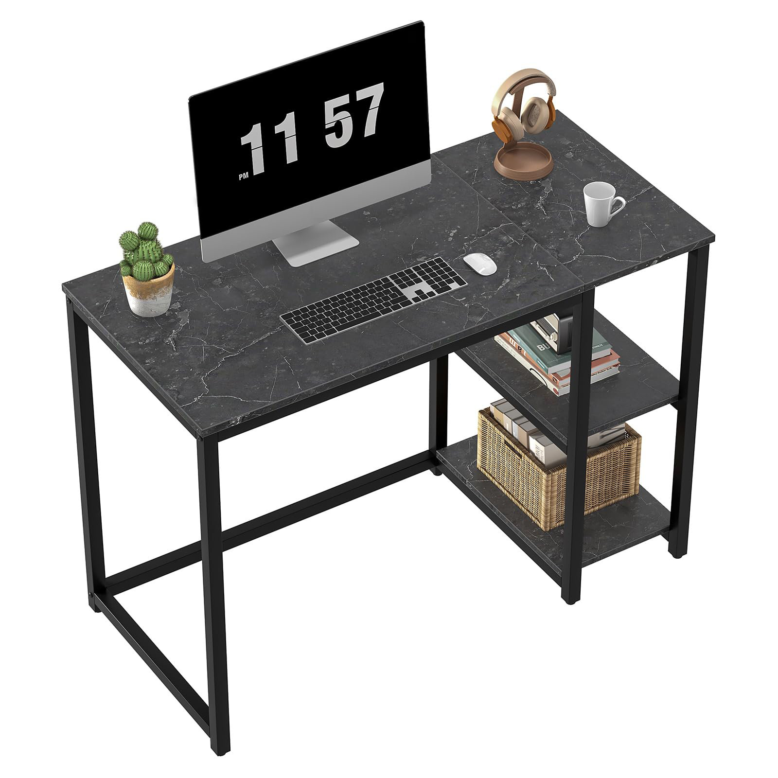 Brayden Studio® Computer Desk 40 Inches With 2-Tier Shelves Sturdy Home ...