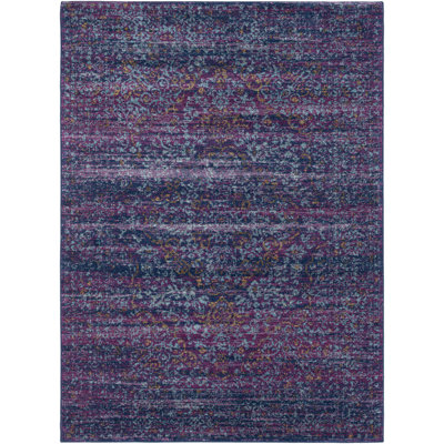 Bungalow Rose Oriental Machine Woven Wool/Polyester Area Rug in Blue ...