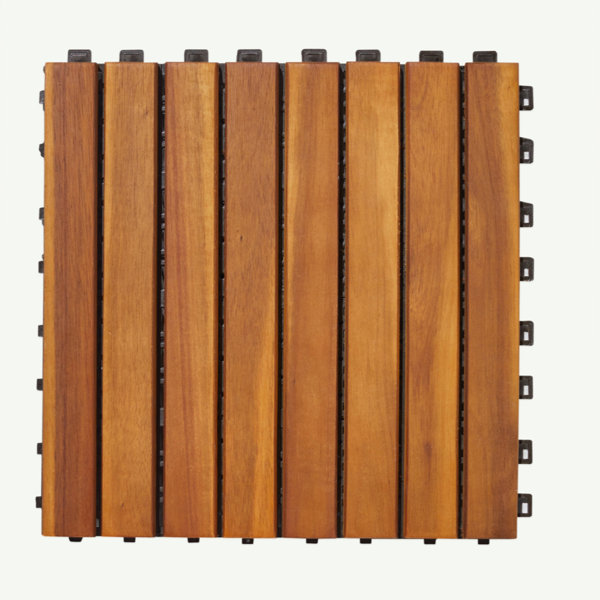 Wenty Damian 8-Slat Acacia Interlocking Deck Tile (Set Of 10 Tiles ...