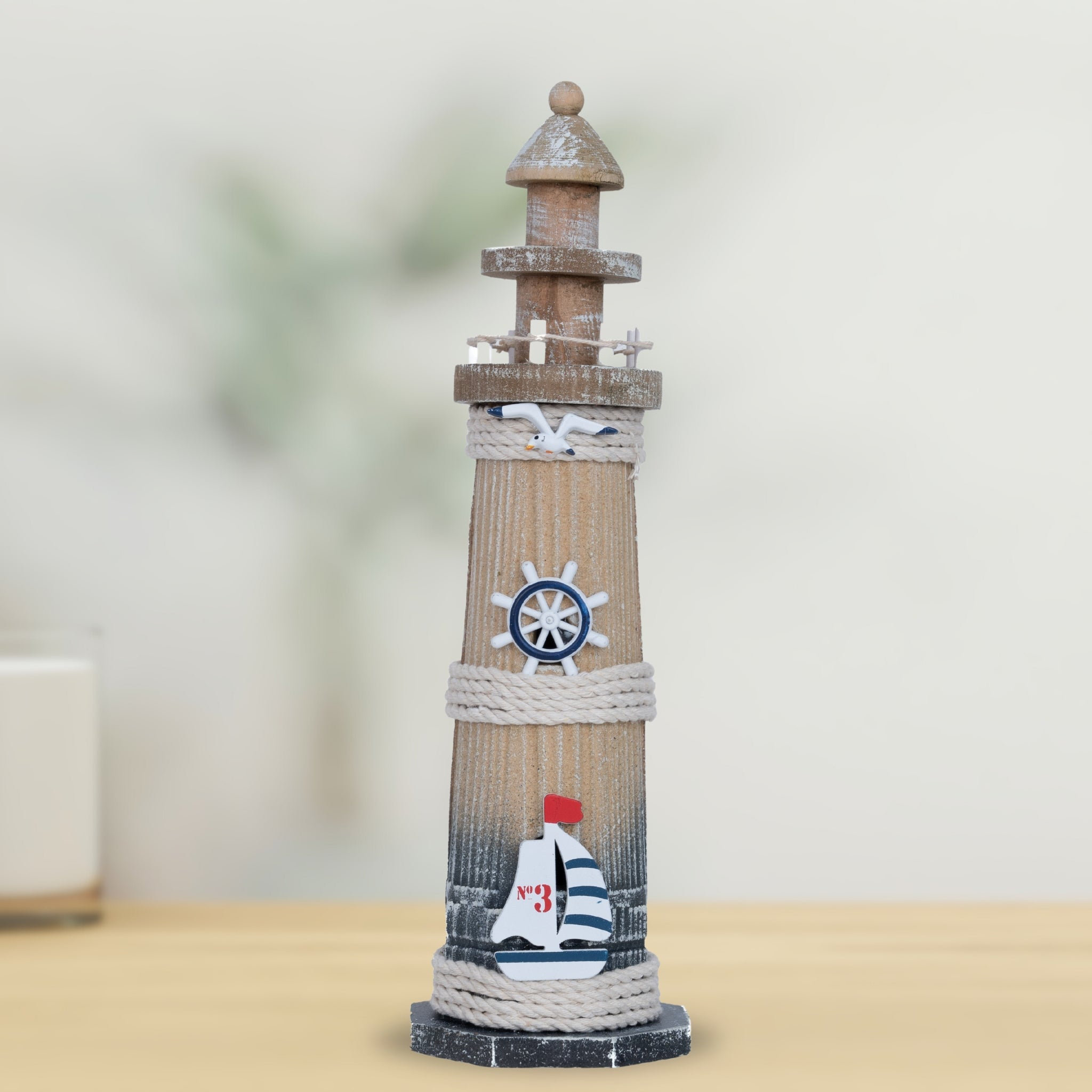 Bungalow Rose Folse Rustic Brown Wood Lighthouse Miniature - Nautical ...