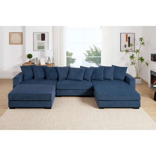 Latitude Run® Daevon Modern Corduroy Fabric Cozy Sectional Sofa Couch 5 ...