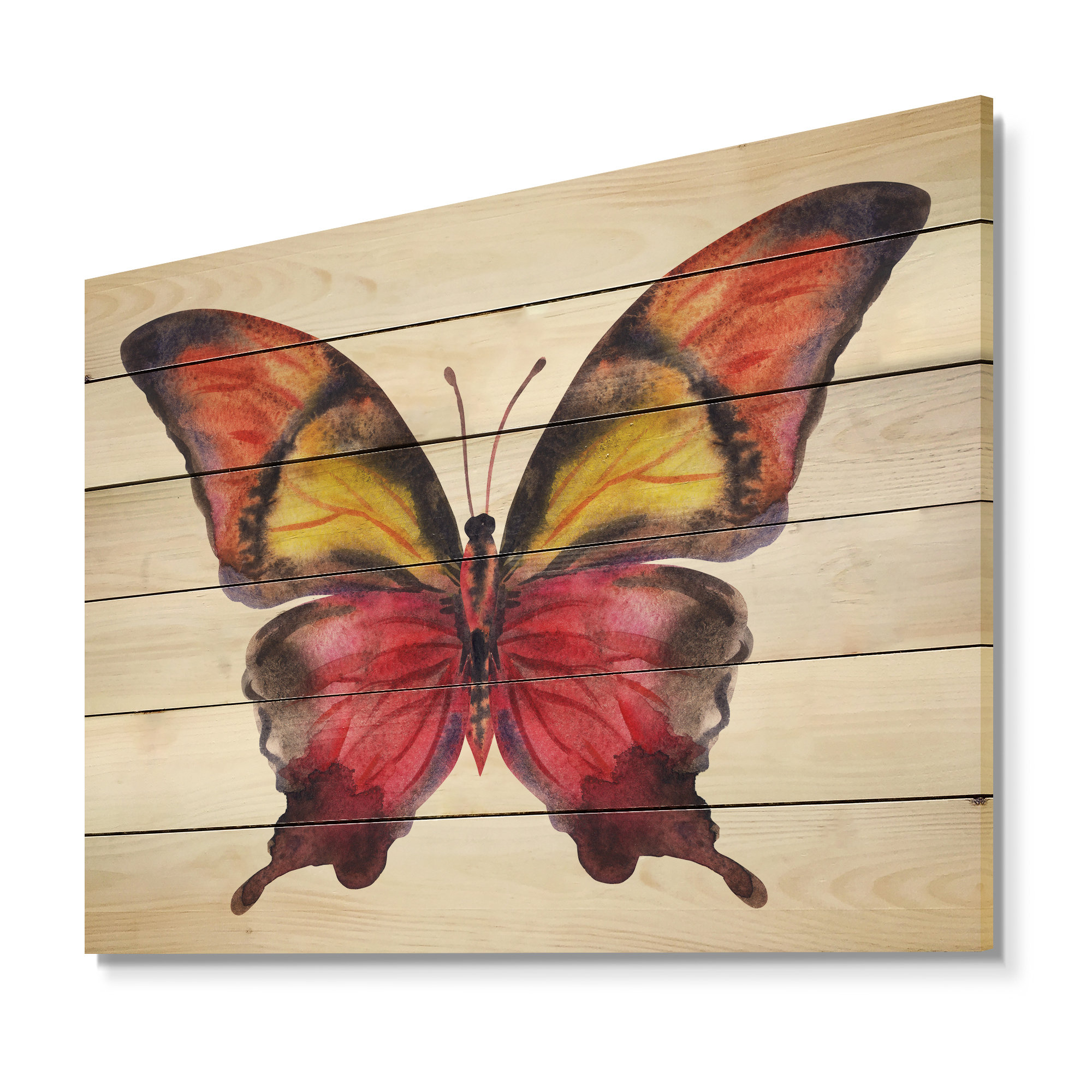 August Grove® Beautiful Red Yellow Butterfly Painting - Traditional ...
