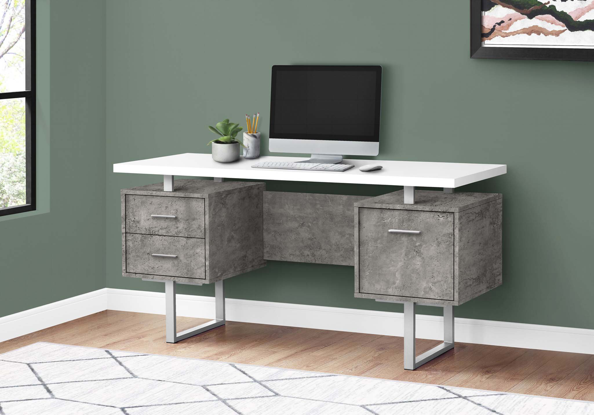Latitude Run® Computer Desk, Home Office, Laptop, Left, Right Set-up ...